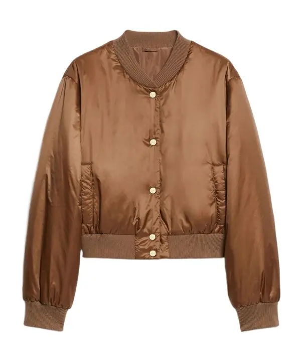 Max Mara Buttoned Long-sleeve Bomber Jacket - Caramel