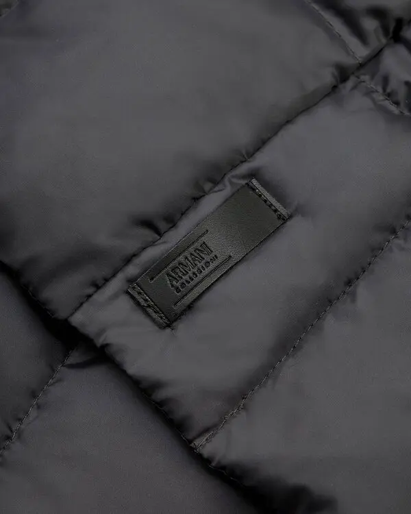 Emporio Armani Quilted Plaid Down Jacket - Black