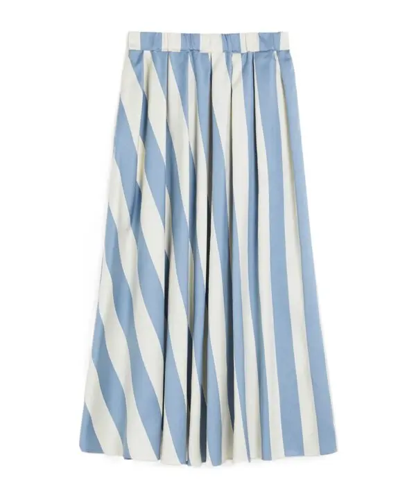 Max Mara Vidim Striped Cotton Silk-satin A-line Skirt