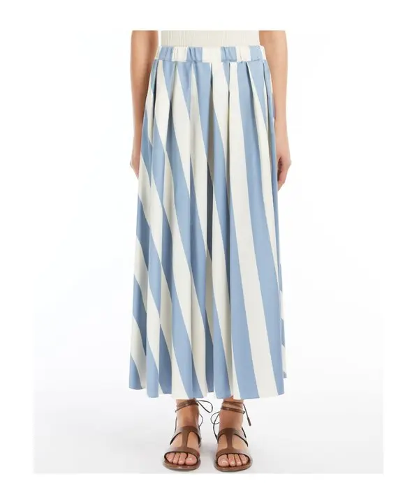 Max Mara Vidim Striped Cotton Silk-satin A-line Skirt