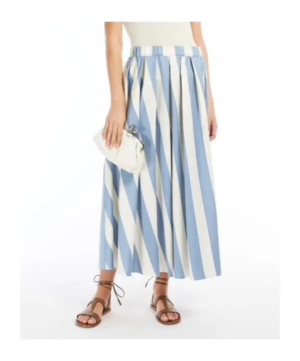 Max Mara Vidim Striped Cotton Silk-satin A-line Skirt