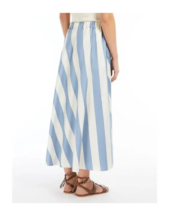 Max Mara Vidim Striped Cotton Silk-satin A-line Skirt