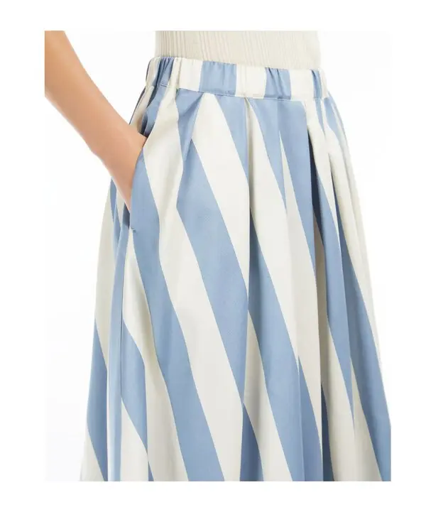 Max Mara Vidim Striped Cotton Silk-satin A-line Skirt