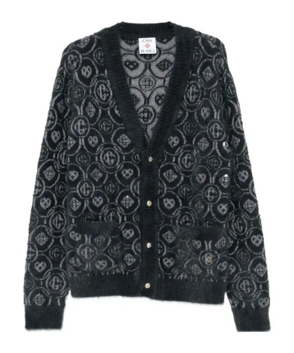 Casablanca Monogram Knitted Cardigan - Black