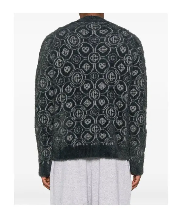 Casablanca Monogram Knitted Cardigan - Black