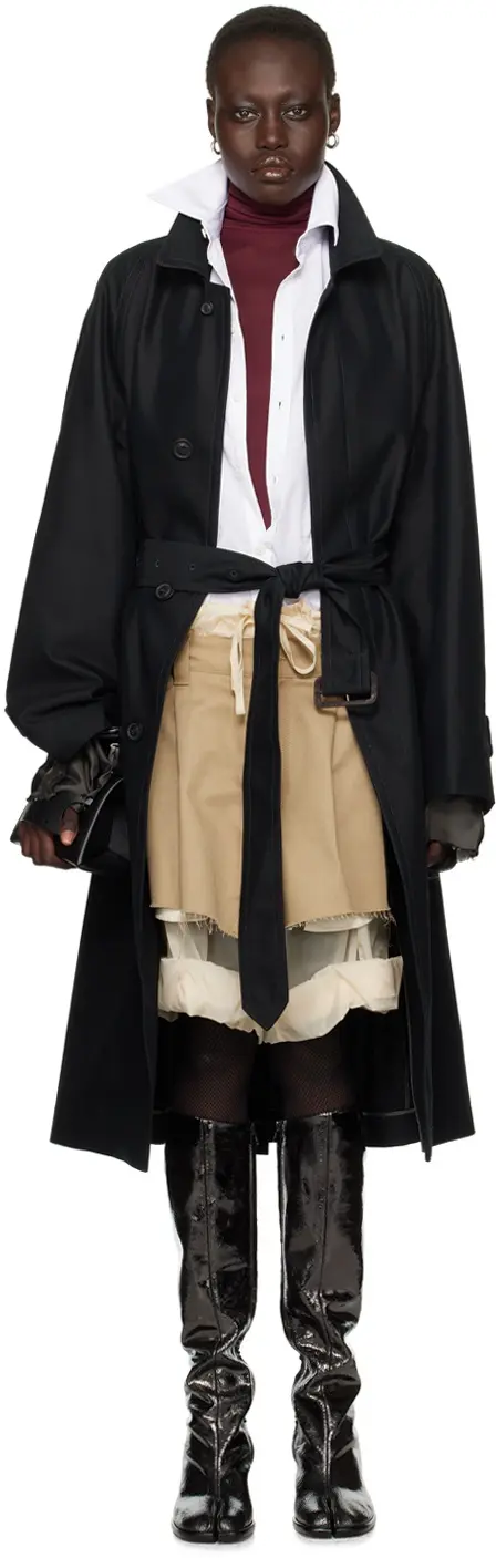 MAISON MARGIELA Single-breasted Trench Coat - Black