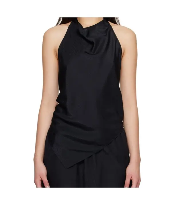 ST. AGNI Halter Top With Cowl Neck And Handkerchief Hem - Black
