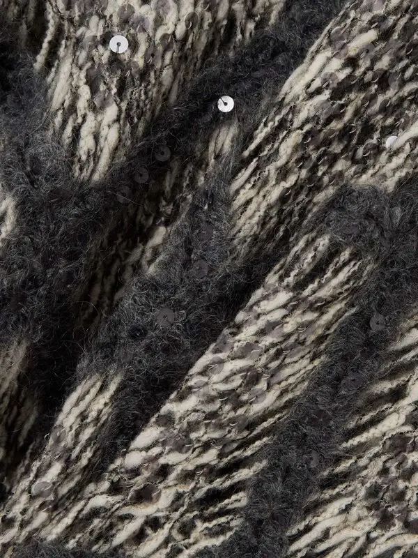 Brunello Cucinelli Diamond Pattern Poncho With Sequins And Tassels