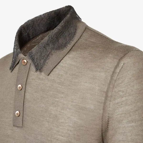 Fendi Lace Detailed Short Sleeved Polo Shirt