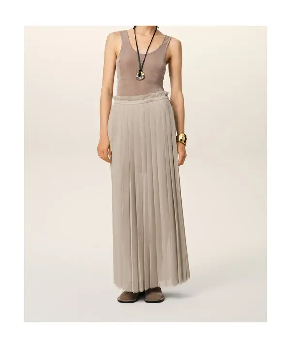 AMI Paris Pleated Maxi Skirt - Grey