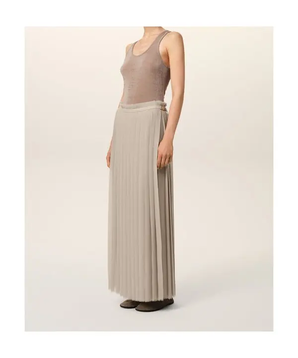 AMI Paris Pleated Maxi Skirt - Grey