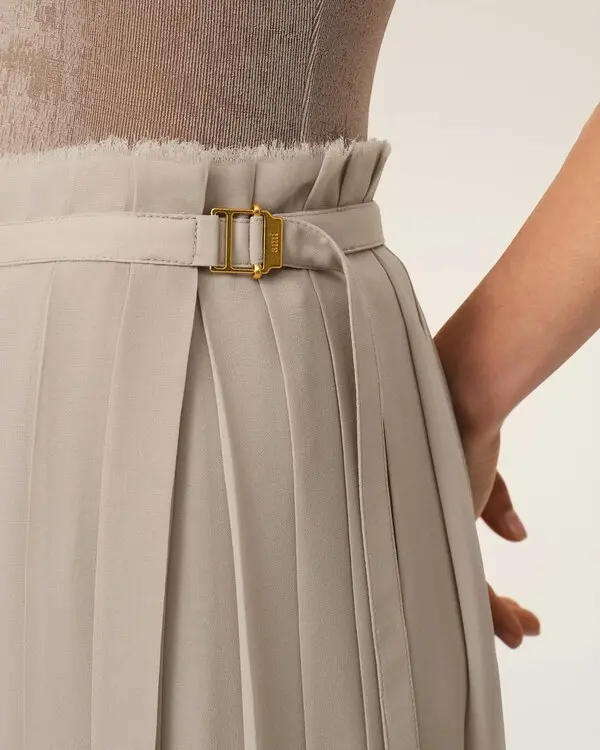 AMI Paris Pleated Maxi Skirt - Grey