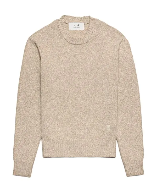 Ami Logo Embroidered Crewneck Jumper - Nude