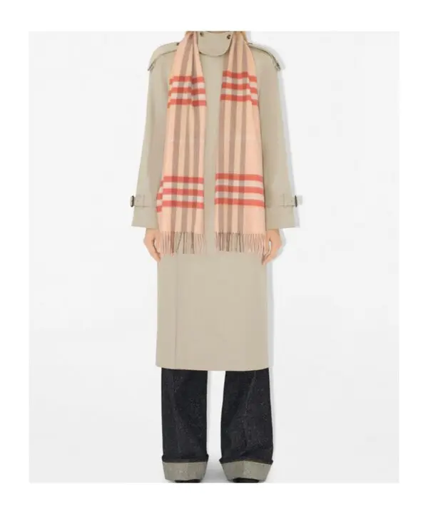 Burberry Checked Fringed-edge Scarf - Teacup