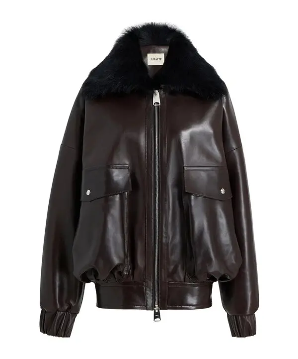 Khaite Daemon" Zip-up Bomber Jacket With Fur Collar - Black