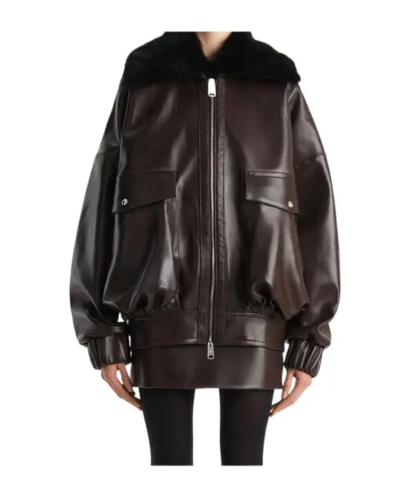 Khaite Daemon" Zip-up Bomber Jacket With Fur Collar - Black
