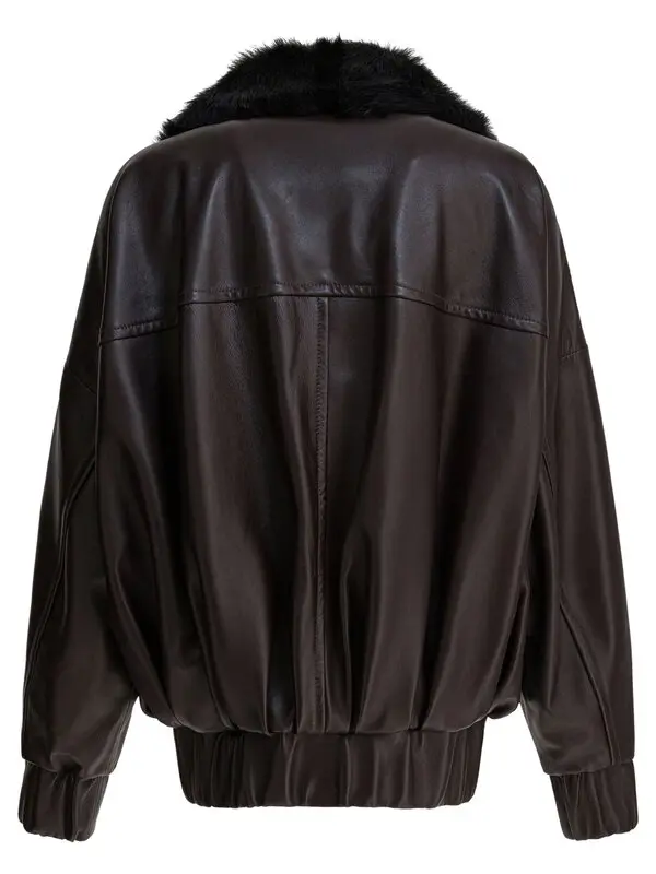 Khaite Daemon" Zip-up Bomber Jacket With Fur Collar