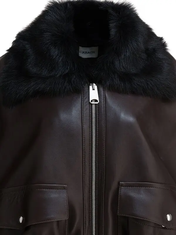 Khaite Daemon" Zip-up Bomber Jacket With Fur Collar