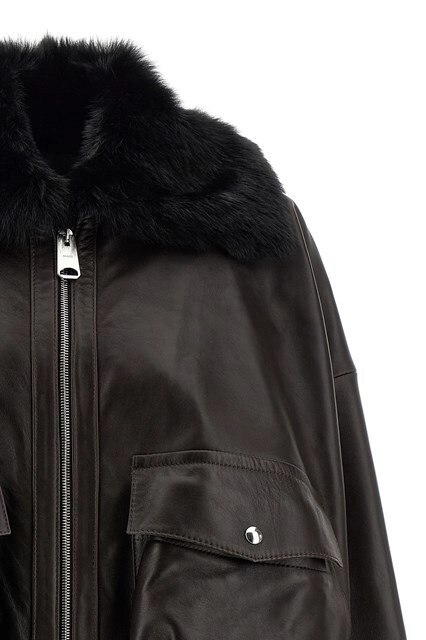 Khaite Daemon" Zip-up Bomber Jacket With Fur Collar