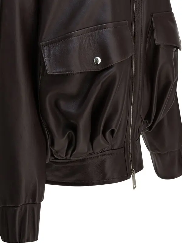 Khaite Daemon" Zip-up Bomber Jacket With Fur Collar