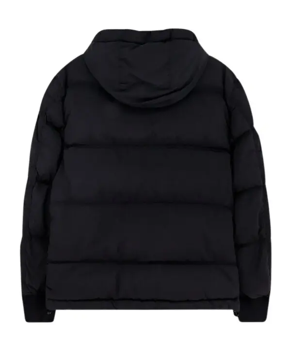 Stone Island Logo Patch Zip Up Hooded Jacket - Black