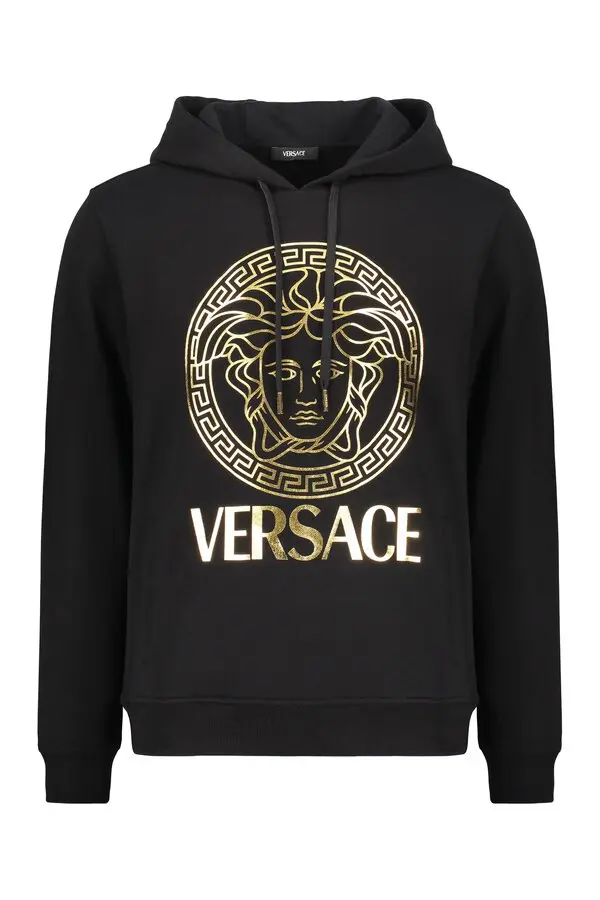 Versace Medusa Head Graphic Print Drawstring Hoodie