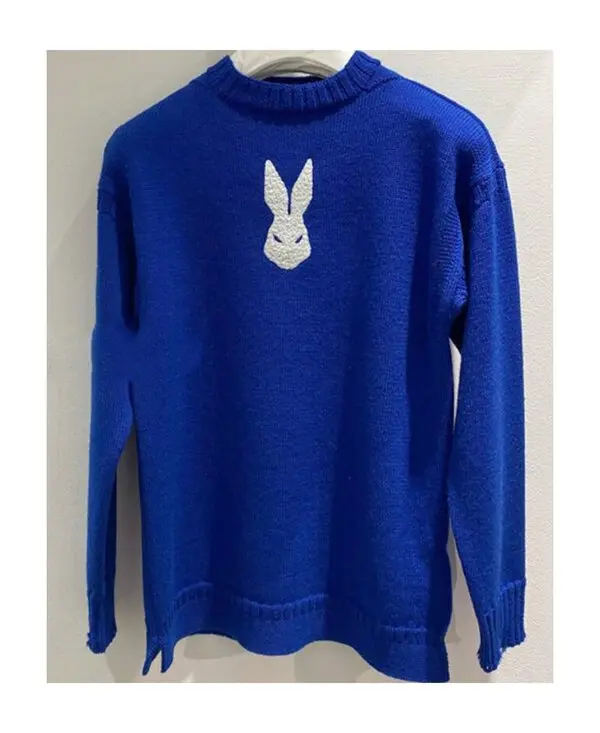 MAISON MARGIELA Distressed Effect Ribbed Knit Jumper With Rabbit Motif