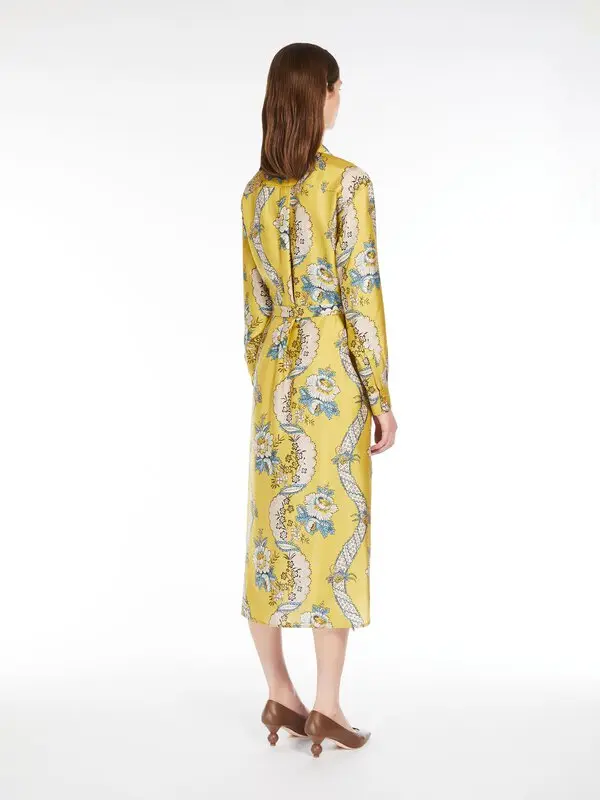 Max Mara Printed Long Sleeve Midi Shirt Dress