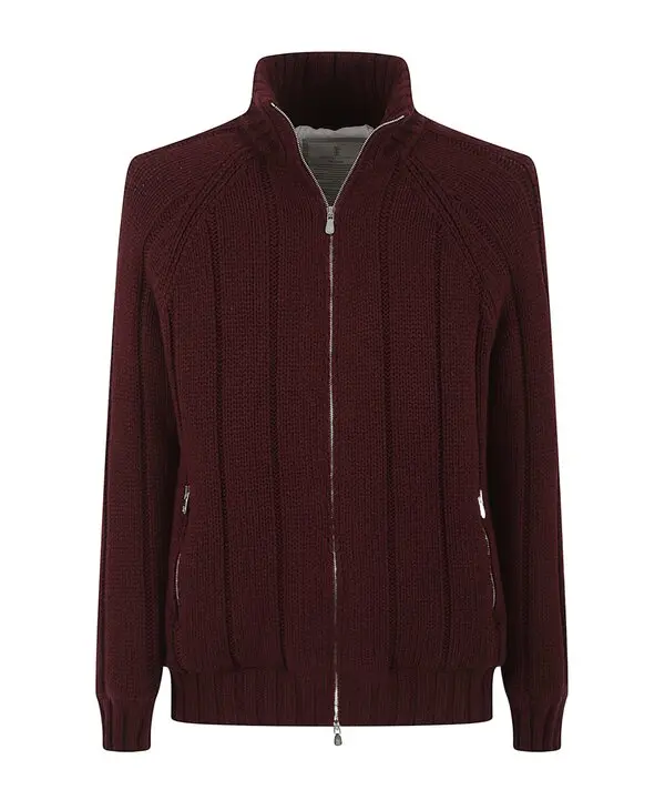 Brunello Cucinelli Zip-up Ribbed Knit Jacket - Brown