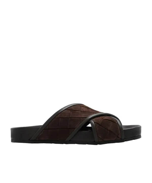 Bottega Veneta Crossover Strap Slip-on Sandals - Dark Chocolate