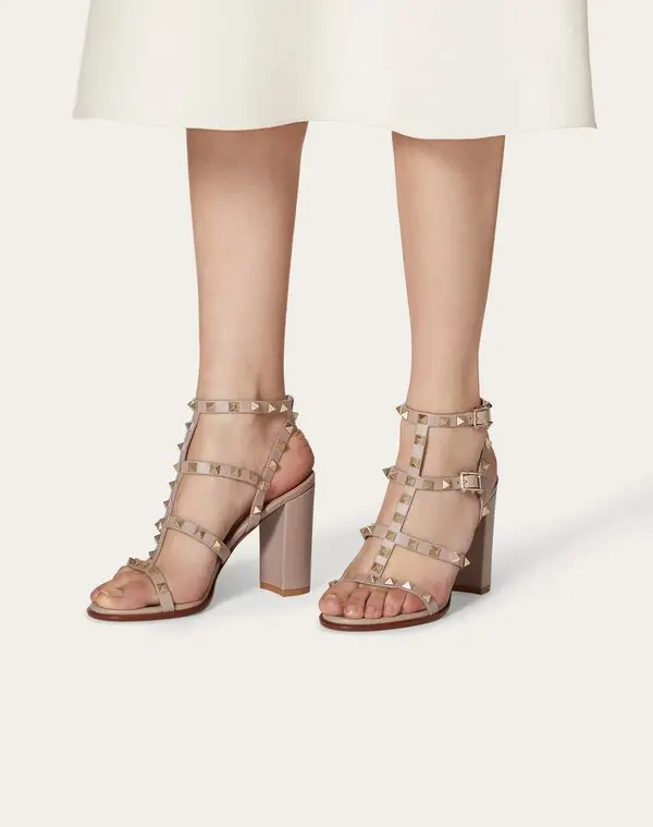Valentino Garavani Rockstud Ankle Strap Sandal 90 Mm - Nude