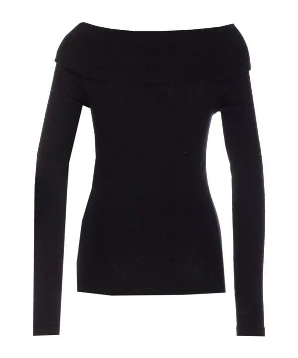 LISA YANG Claudina Off-the-shoulder Long-sleeve T-shirt - Black