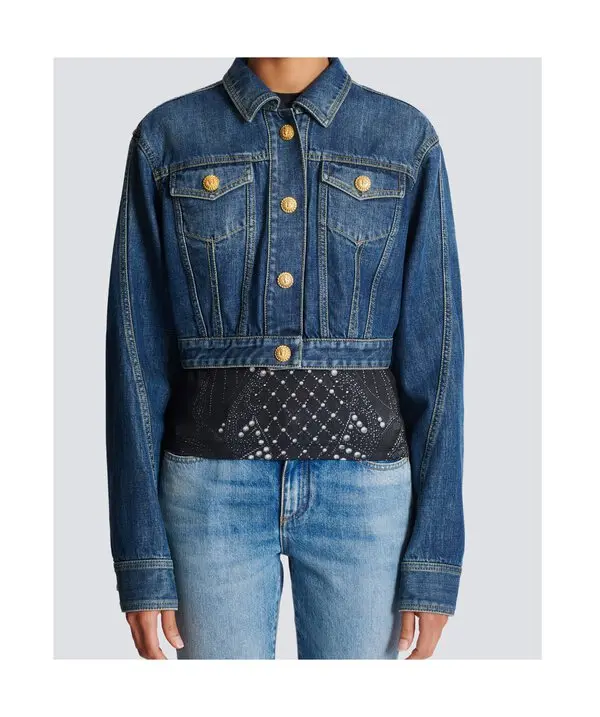 Balmain Cropped Faded Denim Jacket