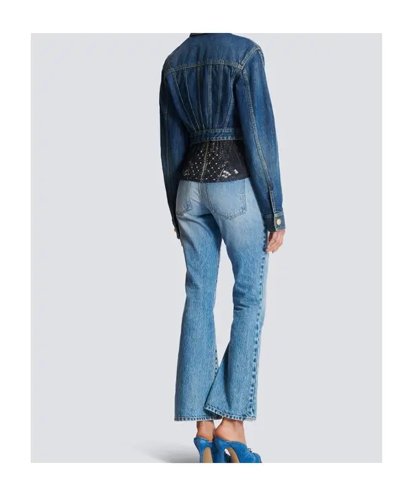 Balmain Cropped Faded Denim Jacket