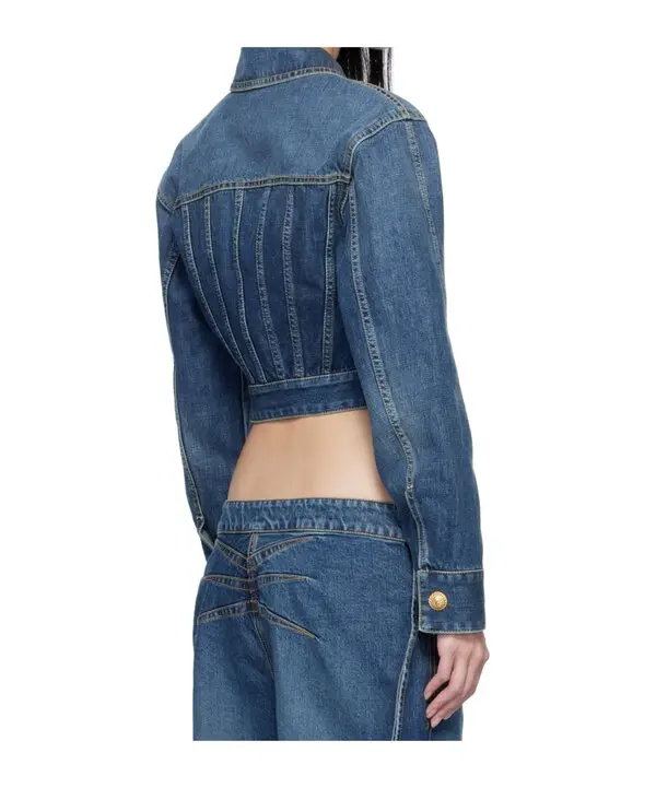 Balmain Cropped Faded Denim Jacket