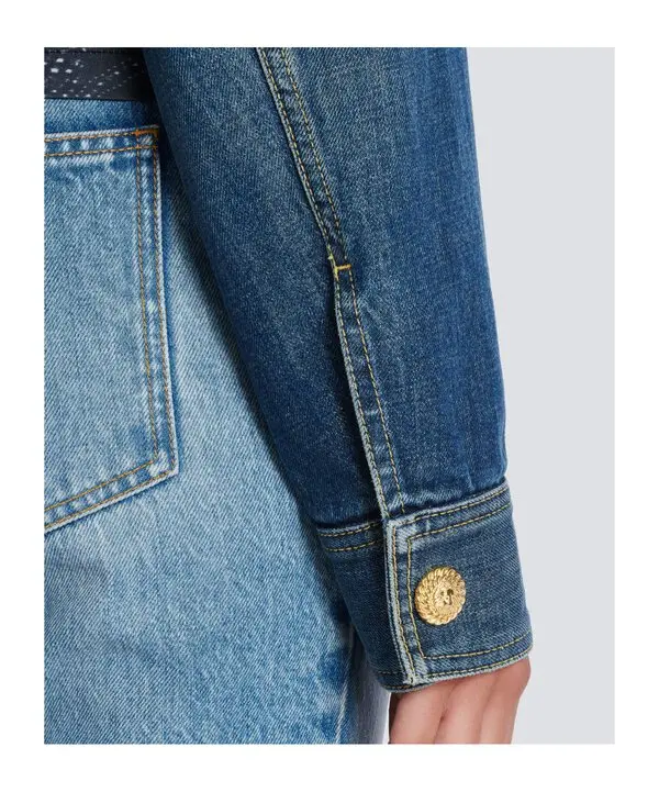 Balmain Cropped Faded Denim Jacket
