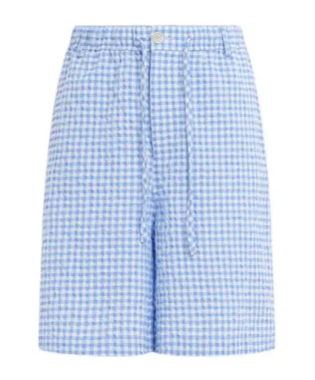 Marni Checked Drawstring Shorts - Light Blue White