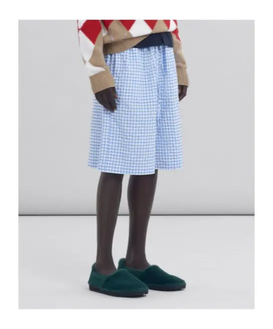 Marni Checked Drawstring Shorts - Light Blue White