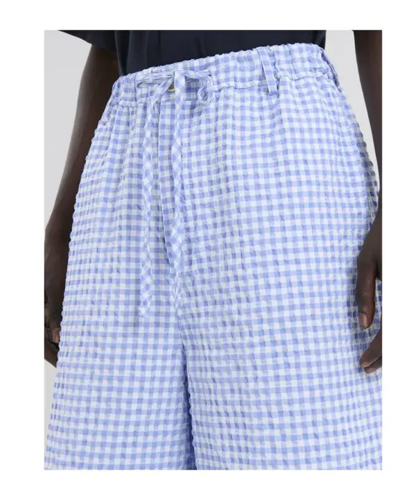 Marni Checked Drawstring Shorts - Light Blue White