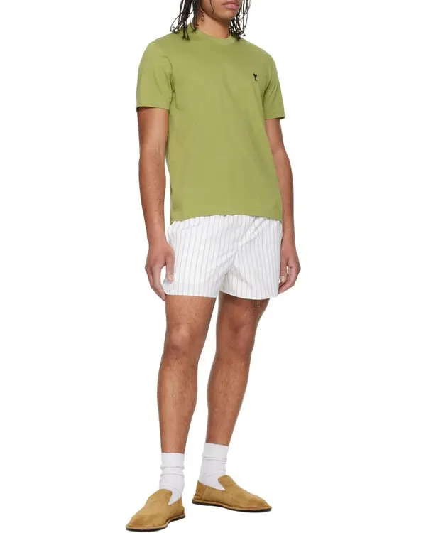 AMI Paris Crewneck T-shirt With Embroidered Logo - Green