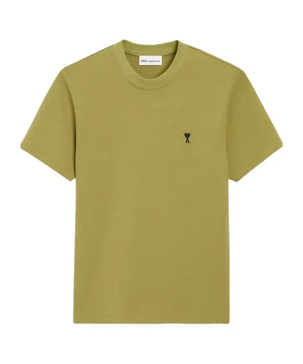 AMI Paris Crewneck T-shirt With Embroidered Logo - No