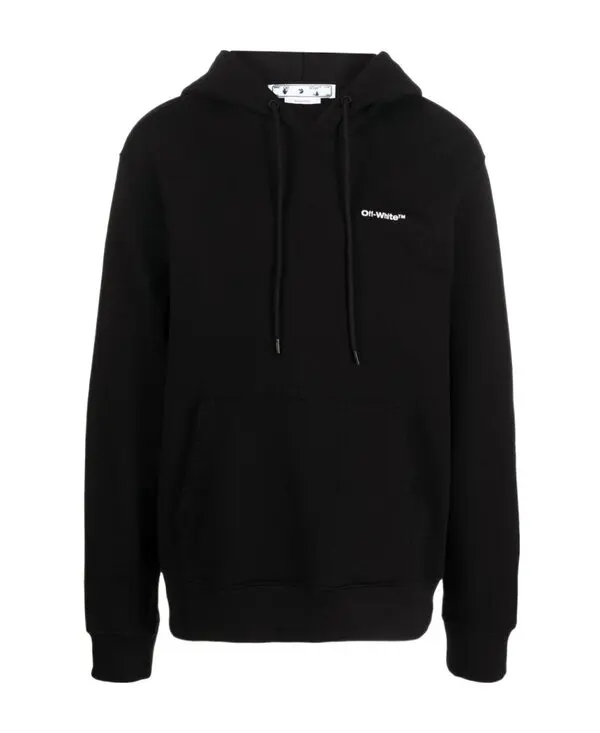 Off-White Logo Print Drawstring Hoodie - Black