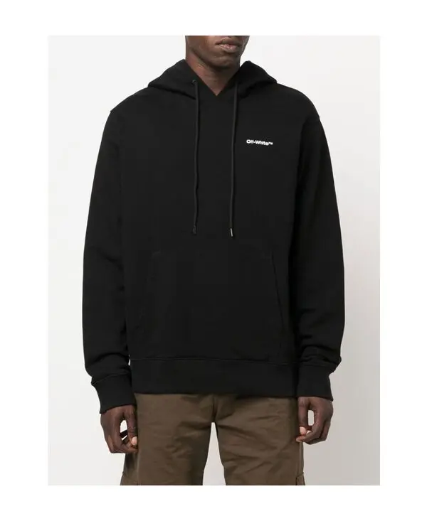 Off-White Logo Print Drawstring Hoodie - Black