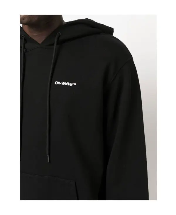 Off-White Logo Print Drawstring Hoodie - Black