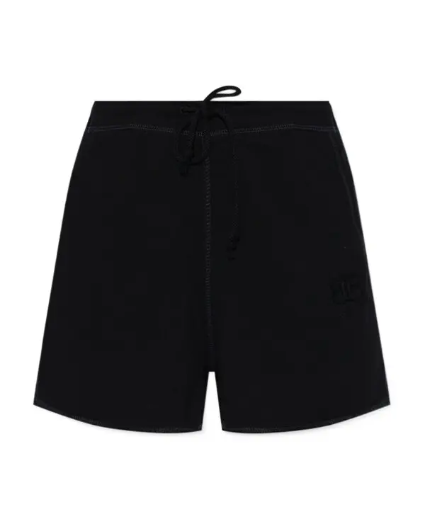 GANNI Logo-embroidered Drawstring Shorts - Black