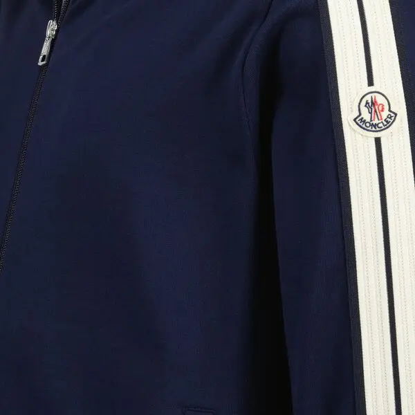 Moncler Logo Patch Zipped Sweatshirt - Navy Blue