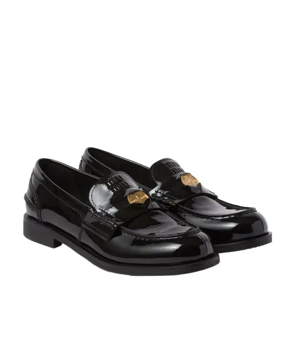 Miu Miu Round Toe Patent Loafers