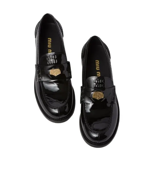 Miu Miu Round Toe Patent Loafers