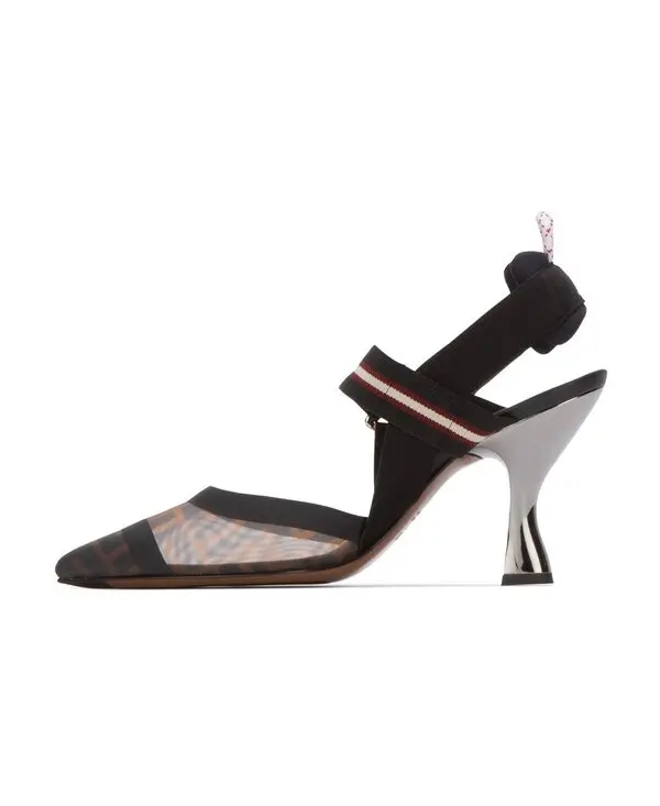 Fendi Multicolor Tech Mesh High-heeled Slingbacks - Brown