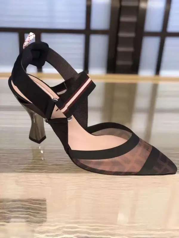 Fendi Multicolor Tech Mesh High-heeled Slingbacks - Brown